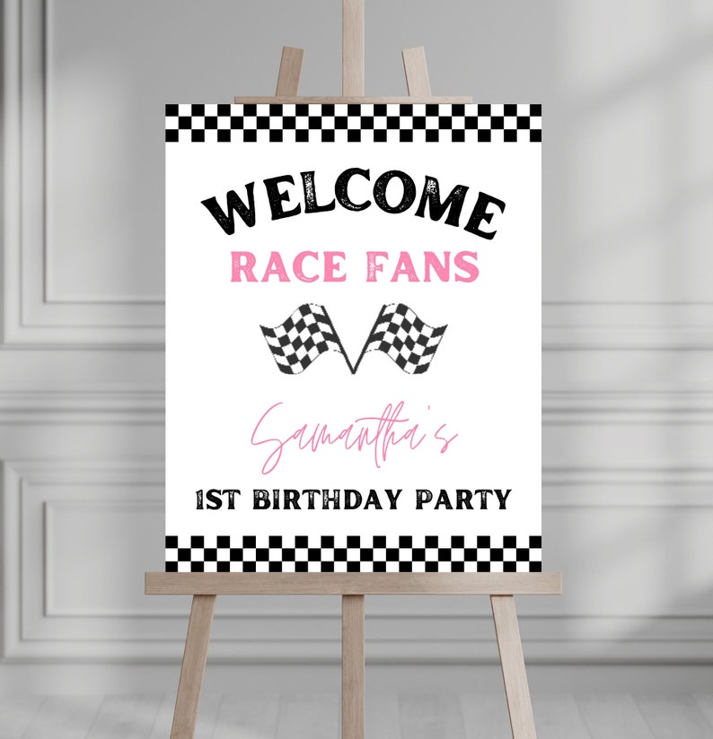 Editable Racecar Birthday Party Welcome Sign Racing Birthday - Etsy