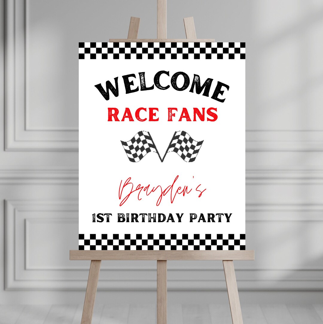 Editable Racecar Birthday Party Welcome Sign , Racing Birthday Party ...
