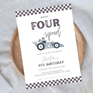Need FOUR Speed Birthday Invitation Template | Editable Red Race Car ...