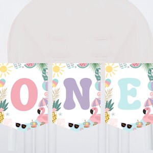 Editable Tropical Summer Splish Splash One Cool Babe 1st Birthday One ...