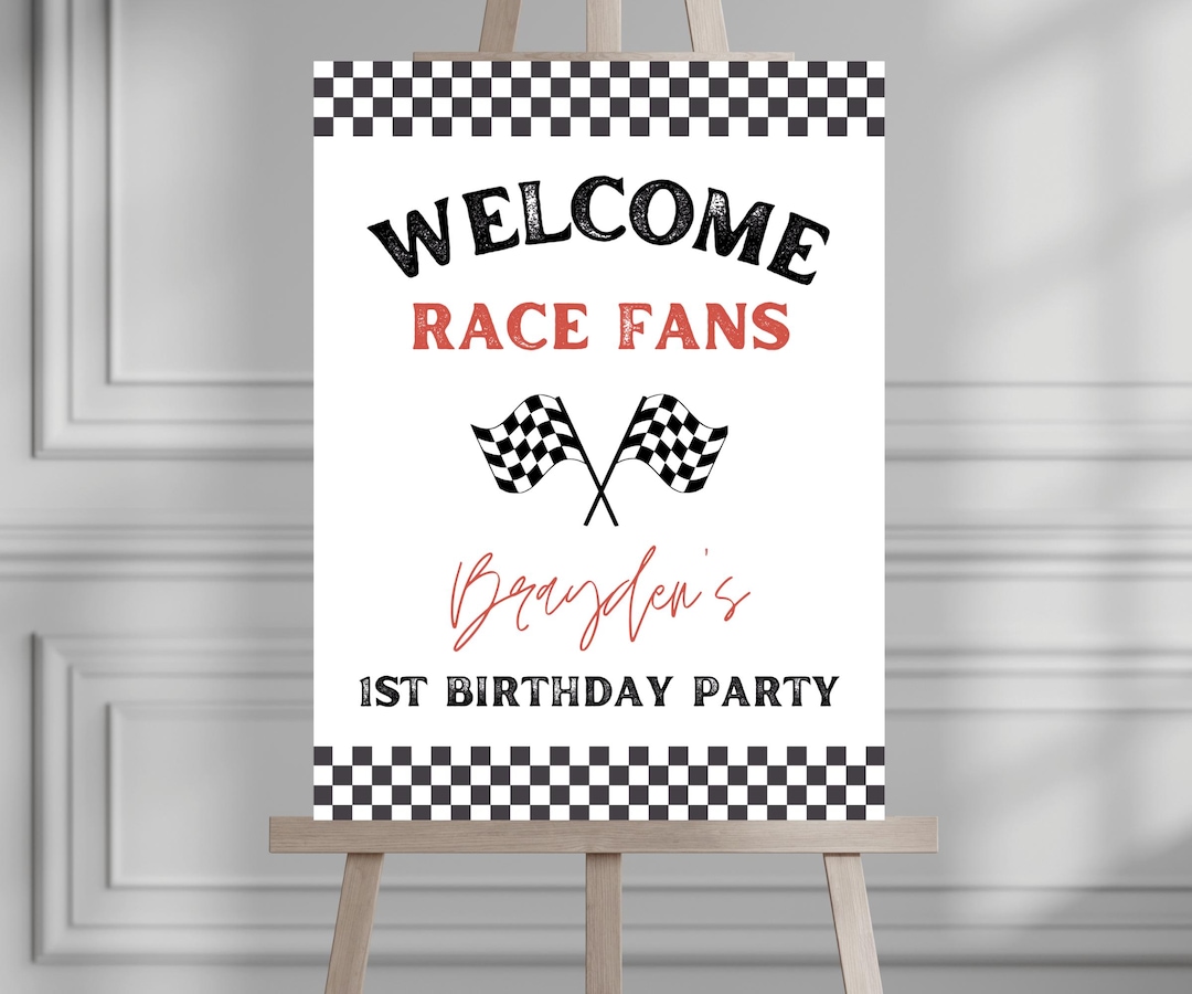 Editable Racecar Birthday Party Welcome Sign , Racing Birthday Party ...