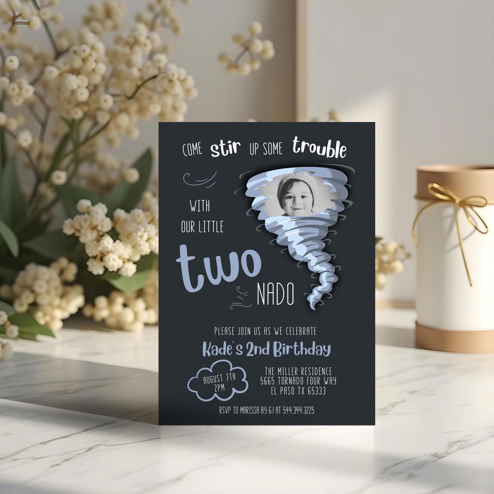 Boy Twonado Birthday Party Invitation | Storm Weather Party Invitation ...