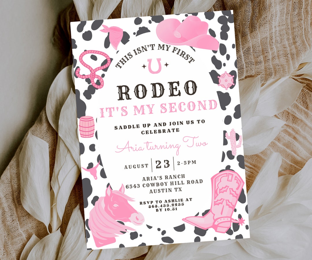 Editable My Second Rodeo Invitation Cowgirl Birthday Invite Wild West ...