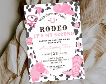 Editable Second Rodeo Cowgirl Birthday Party Invitation Wild West ...