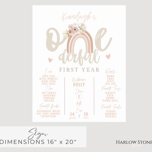 Editable Onederful Milestone Poster, Modern Rainbow First Birthday Sign ...
