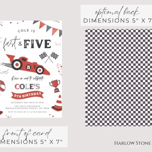 Fast and Five Birthday Invitation, 5th Birthday, Race Car Invitation ...