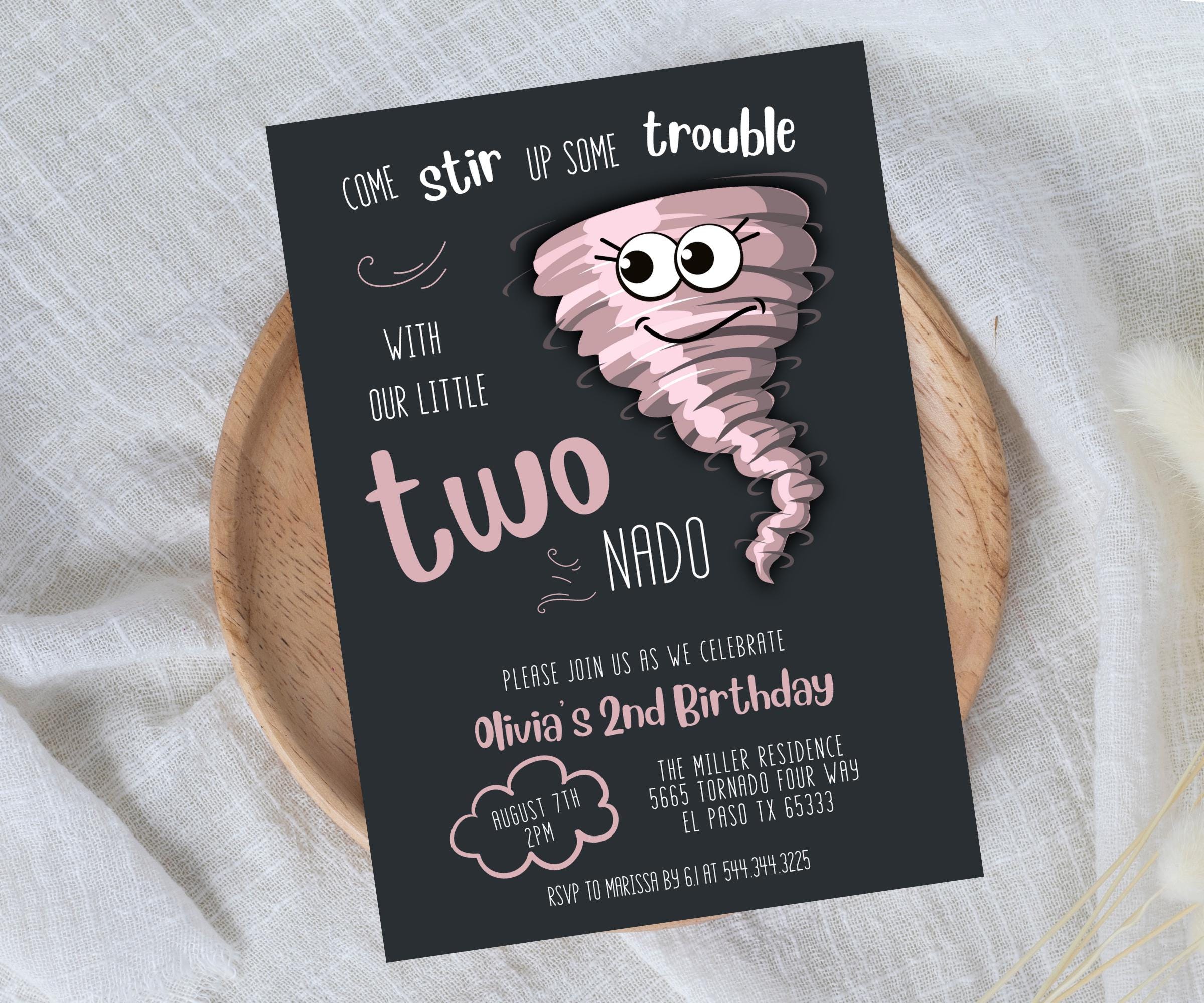 Girl Twonado Birthday Party Invitation | Storm Weather Party Invitation ...