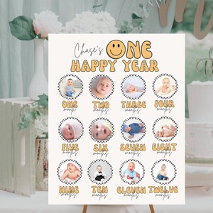 EDITABLE One Happy Dude First Year Board, Smiley Face 1st Birthday ...