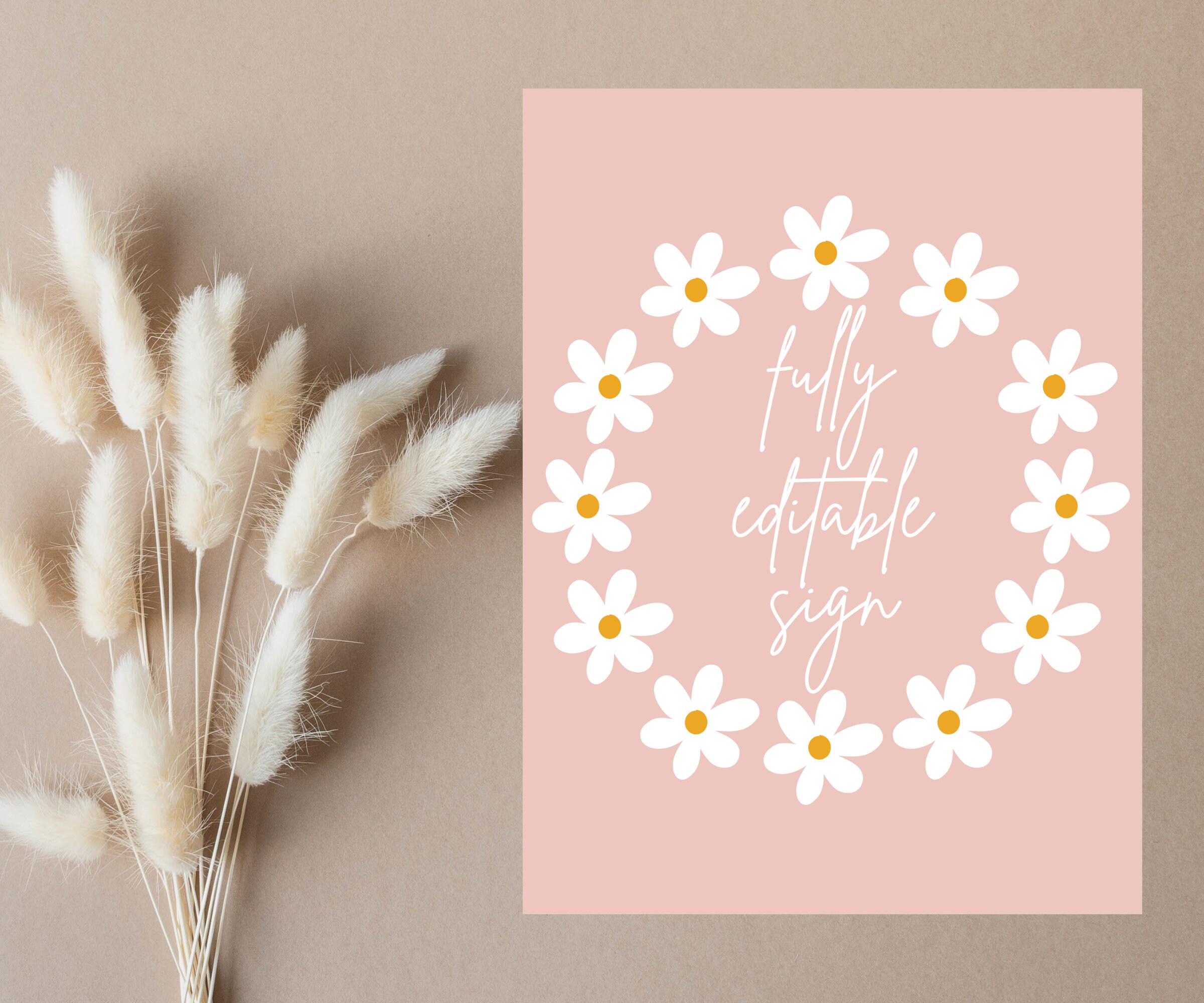Editable Daisy Birthday Party Sign Fully Editable Boho Daisy Custom ...