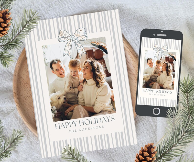 Minimalist Holiday Photo Card Template Canva, Modern Christmas Card ...
