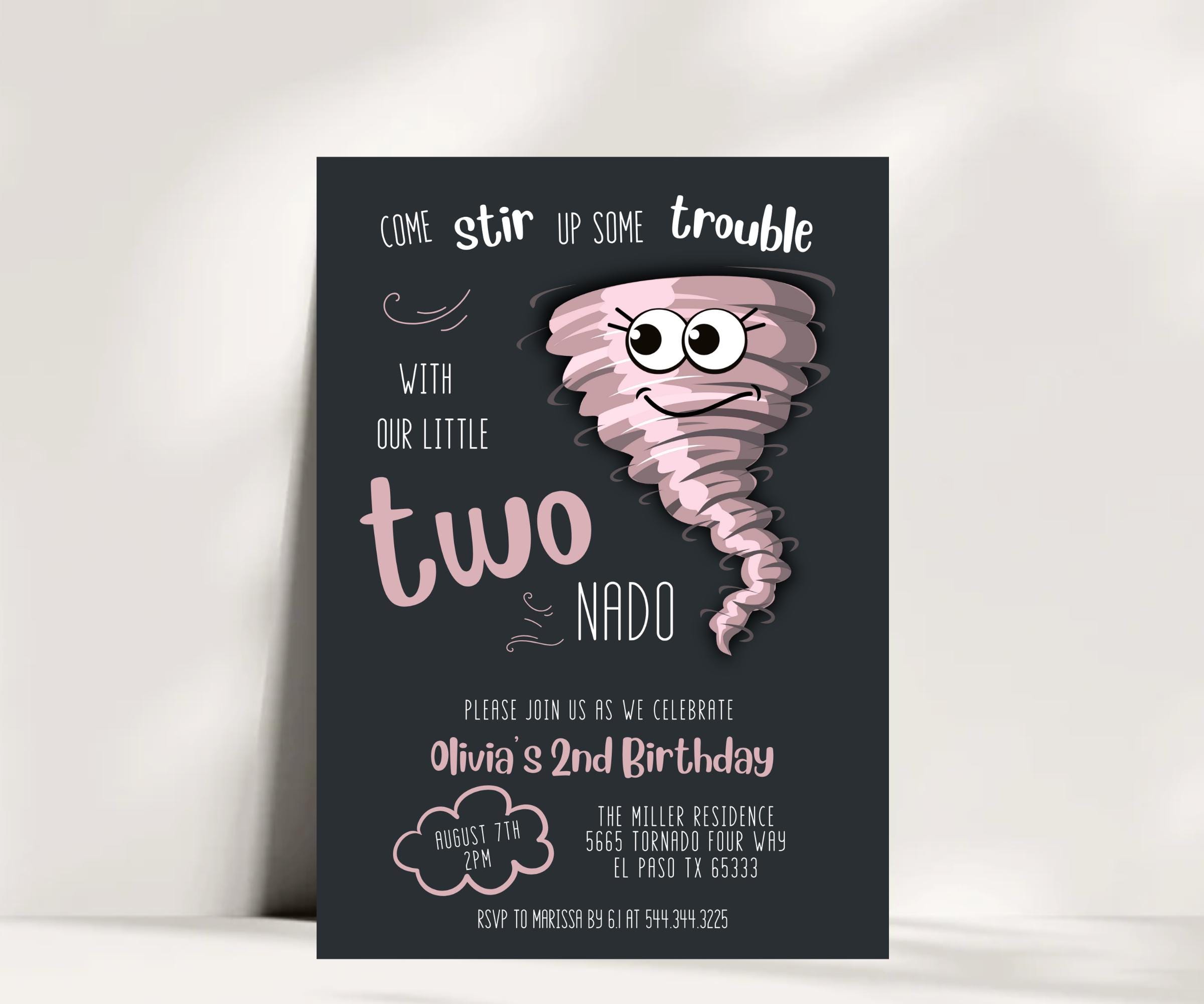 Girl Twonado Birthday Party Invitation | Storm Weather Party Invitation ...