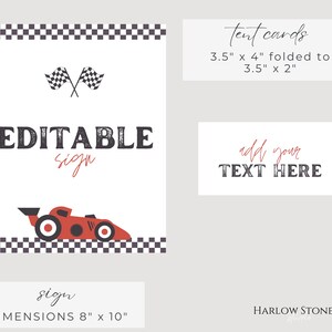 Racecar Food Tent Labels, Editable Template, Blue Racecar Birthday ...