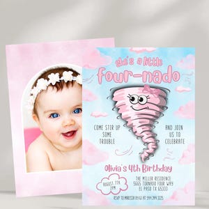 Girl Fournado Birthday Party Invitation Evite | Storm Weather Party ...