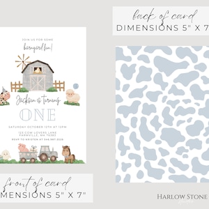 Farm Animal First Birthday Invitation Boy | Editable Farm Birthday ...