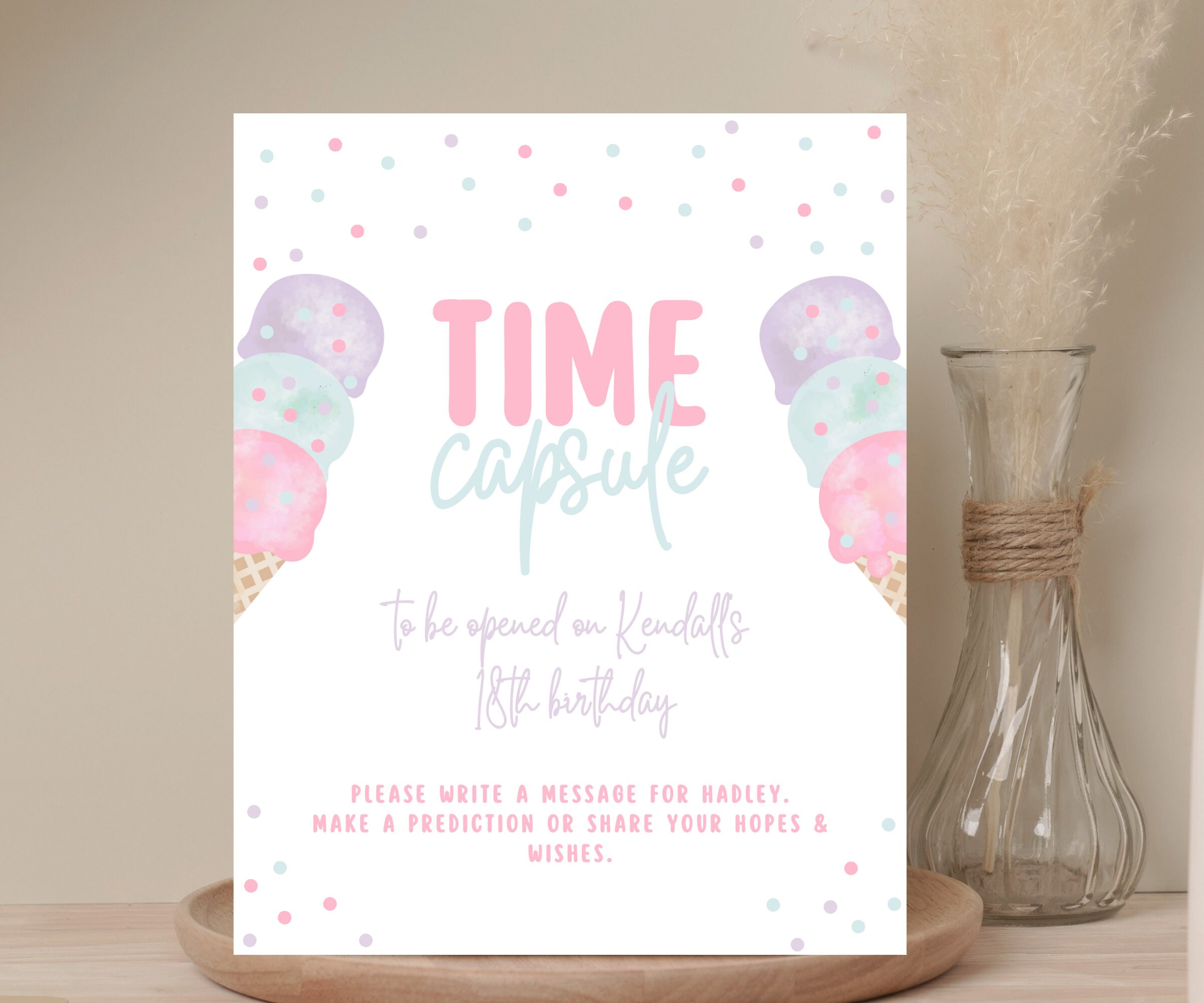 Ice Cream Time Capsule Template Ice Cream Birthday Party Ice - Etsy