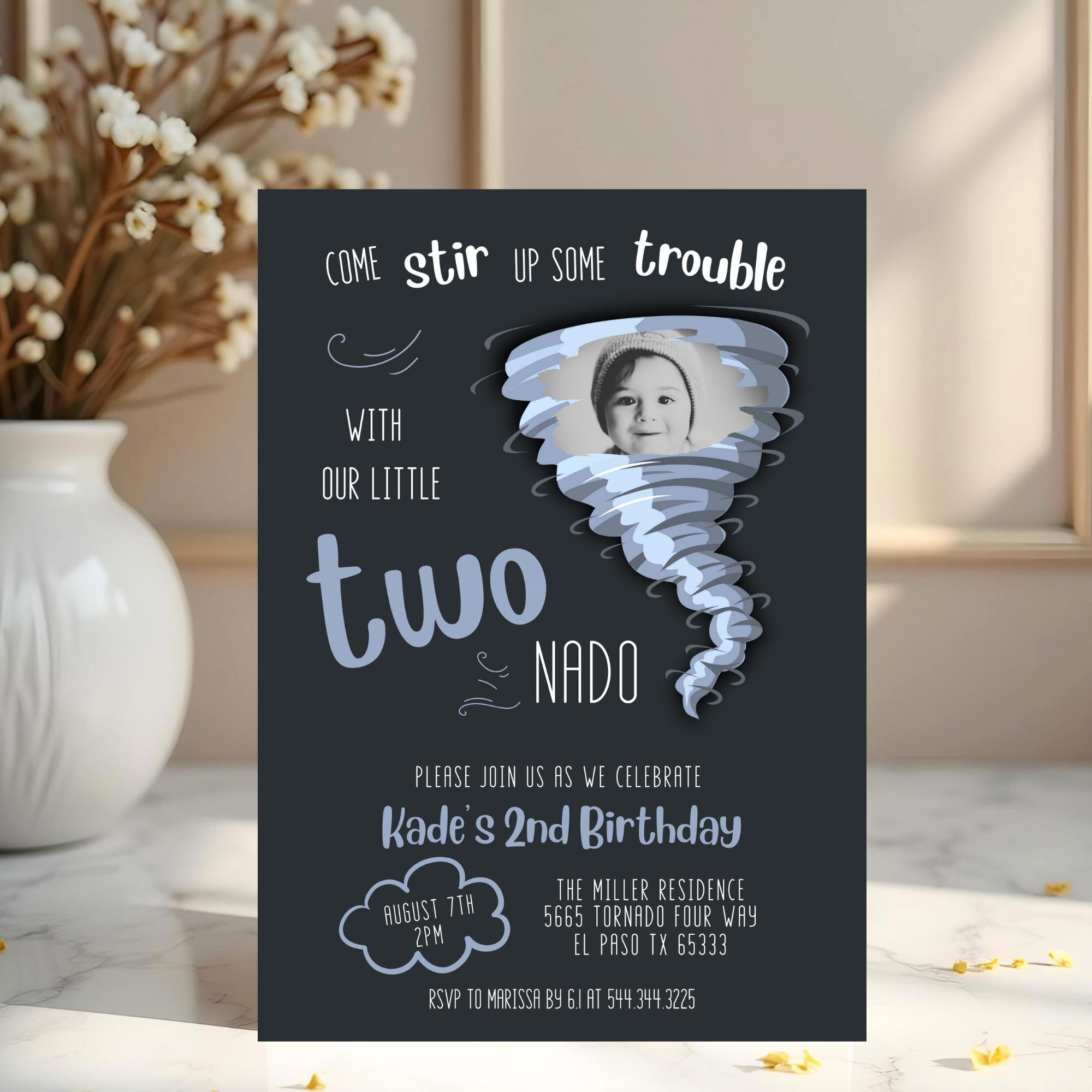 Boy Twonado Birthday Party Invitation | Storm Weather Party Invitation ...