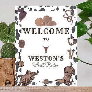 FIRST RODEO Welcome Sign 1st Rodeo, Printable Wild West Birthday Sign ...