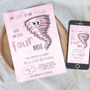 Girl Fournado Birthday Party Invitation Evite | Storm Weather Party ...