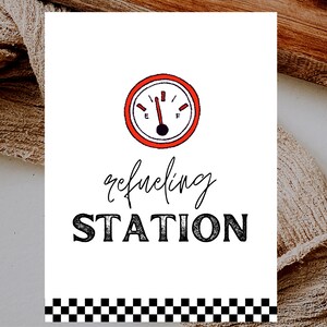 Racecar Party, Pit Stop Table Sign, Refueling Station Sign, Editable ...