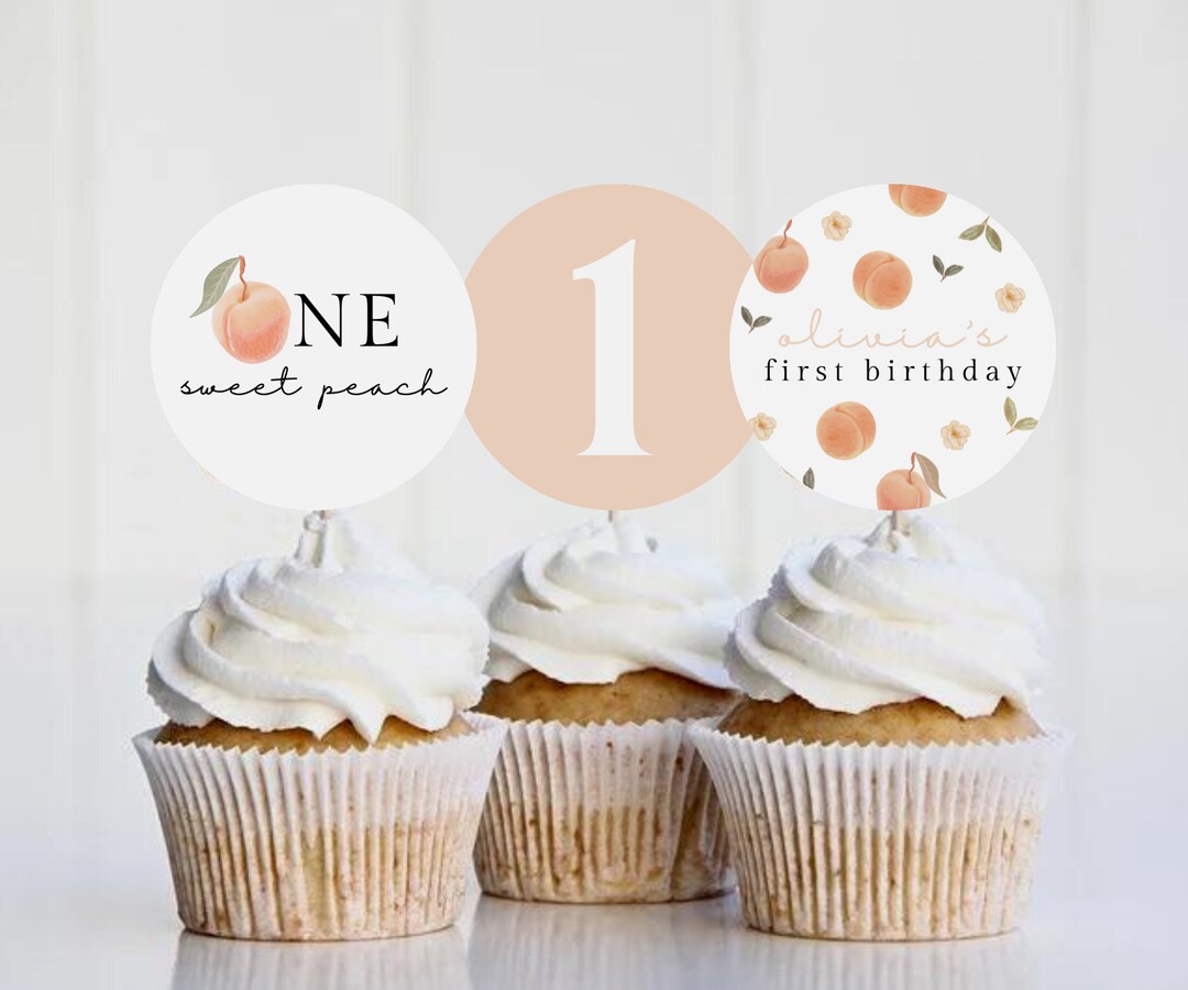 Editable Peach Cupcake Toppers, Peach Birthday Party, Peach Baby Shower ...