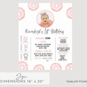 Any Age Donut Birthday Poster Donut Birthday Poster Donut Grow up Party ...
