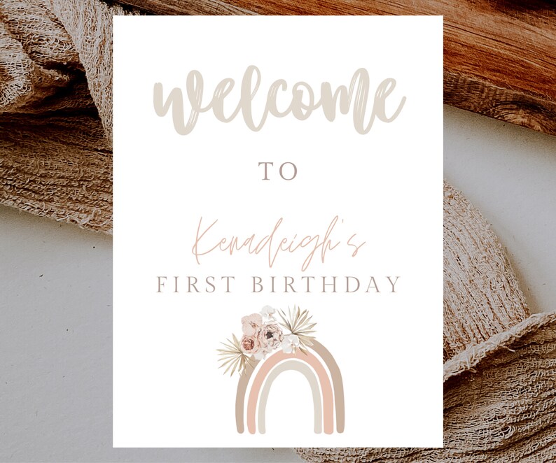 Editable Onederful Welcome Sign Poster Modern Rainbow First - Etsy