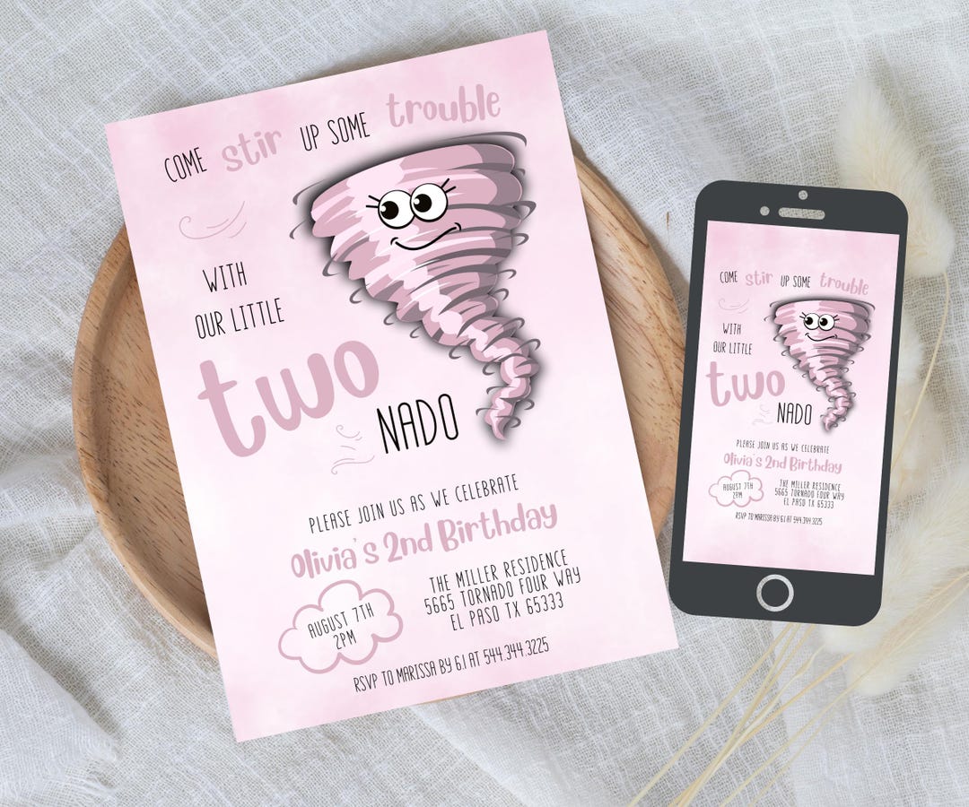 Girl Twonado Birthday Party Invitation | Storm Weather Party Invitation ...