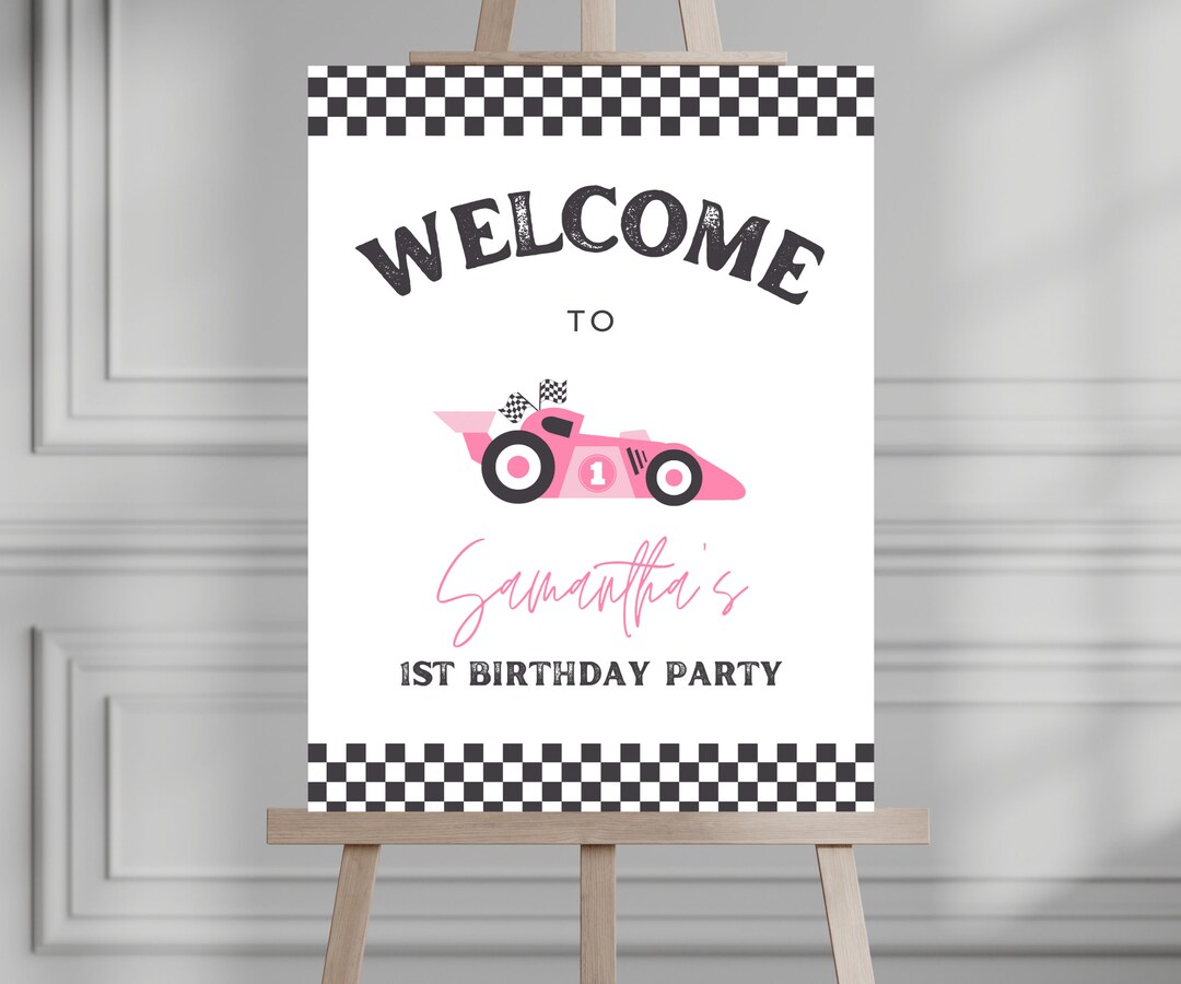 Editable Racecar 1st Birthday Party Welcome Sign, Racing Birthday Party ...