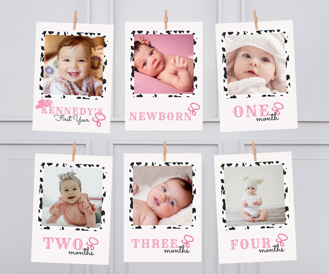 EDITABLE FIRST RODEO Monthly Photo Banner, Cowgirl Monthly Photos Tags ...