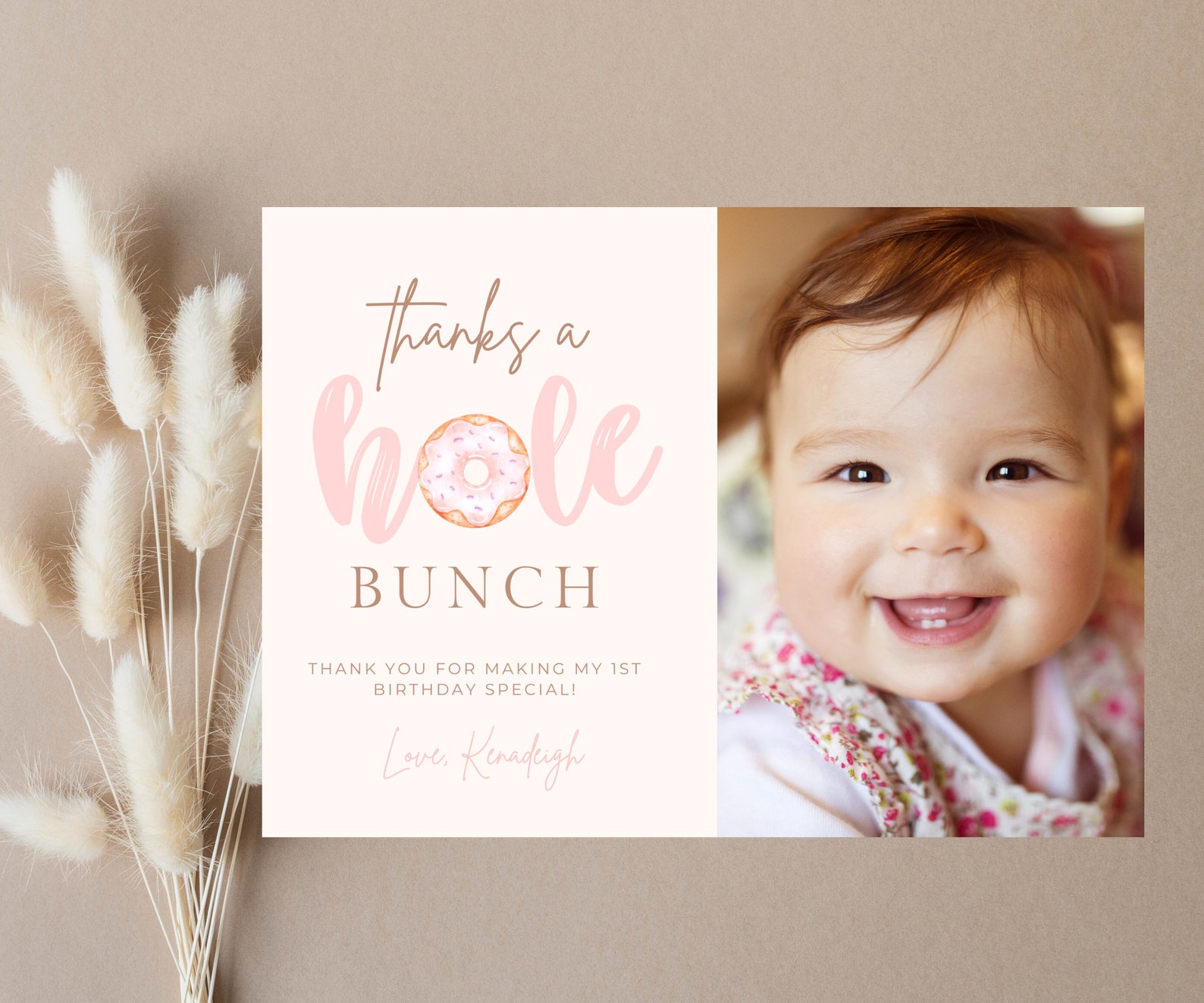 Editable Donut Thank You Card Birthday Donut Thank You Card - Etsy