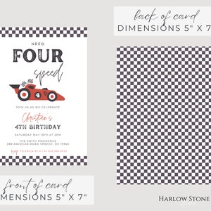 Need FOUR Speed Birthday Invitation Template Editable Red Race Car 4th ...