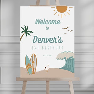 The Big One Welcome Sign, 1st Birthday Welcome Sign, Surf Beach Theme ...