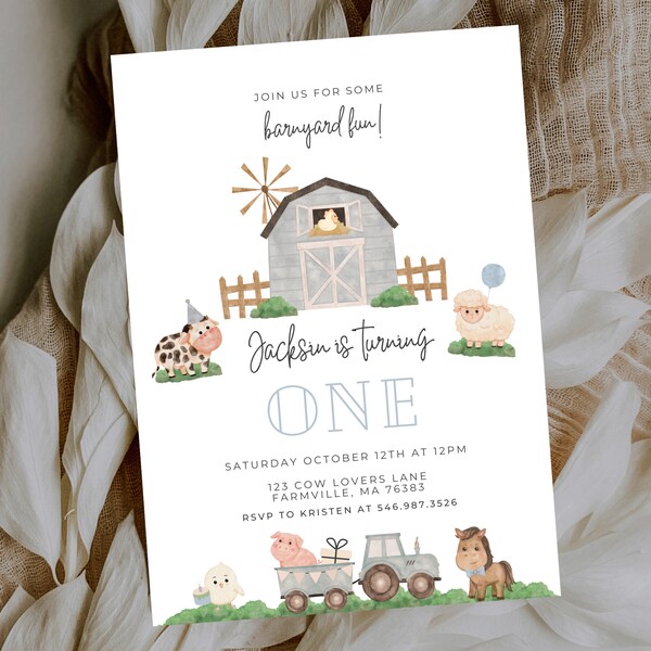 Farm First Birthday Invitation - Etsy