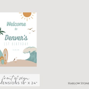 The Big One Welcome Sign, 1st Birthday Welcome Sign, Surf Beach Theme ...