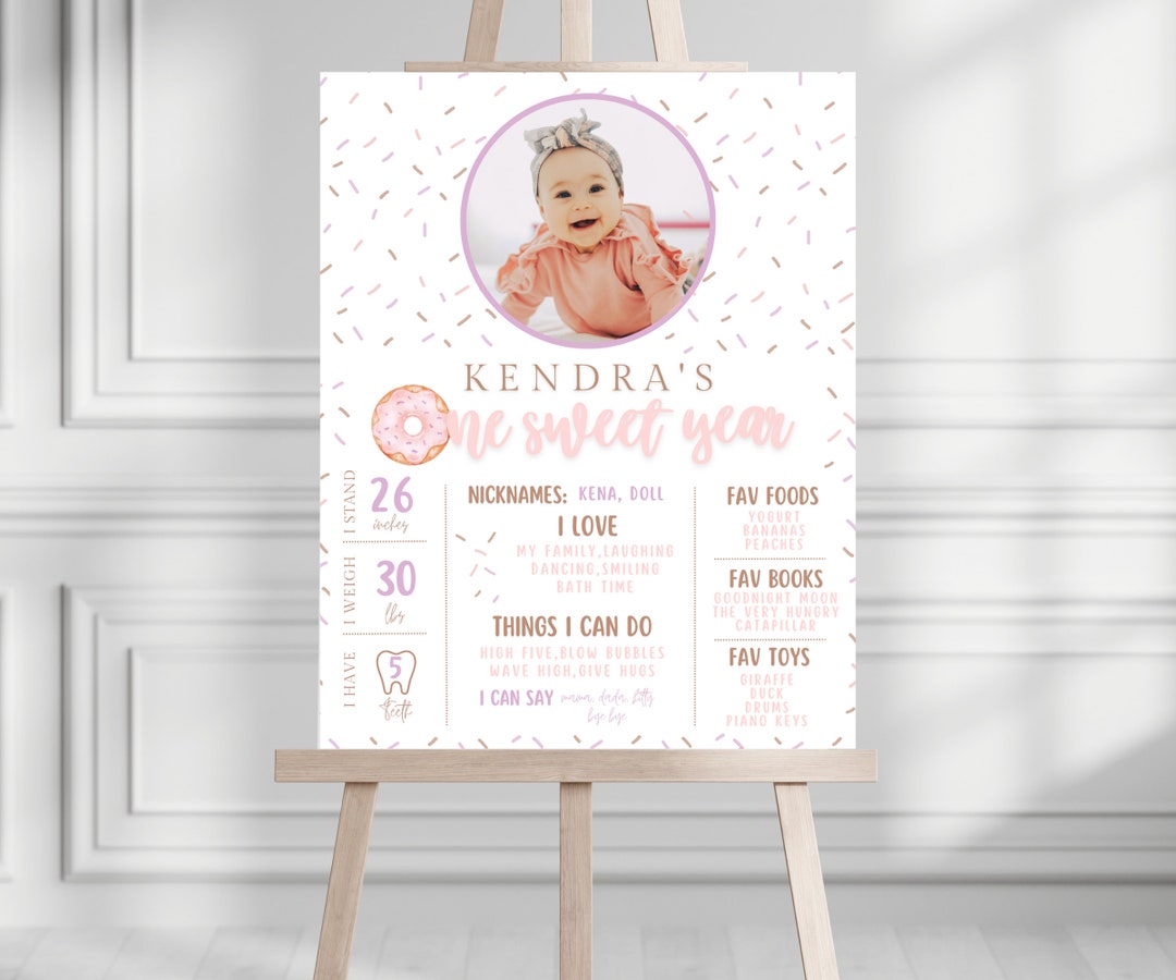 Donut Birthday Poster Donut 1st Birthday Poster Donut Grow up Party ...