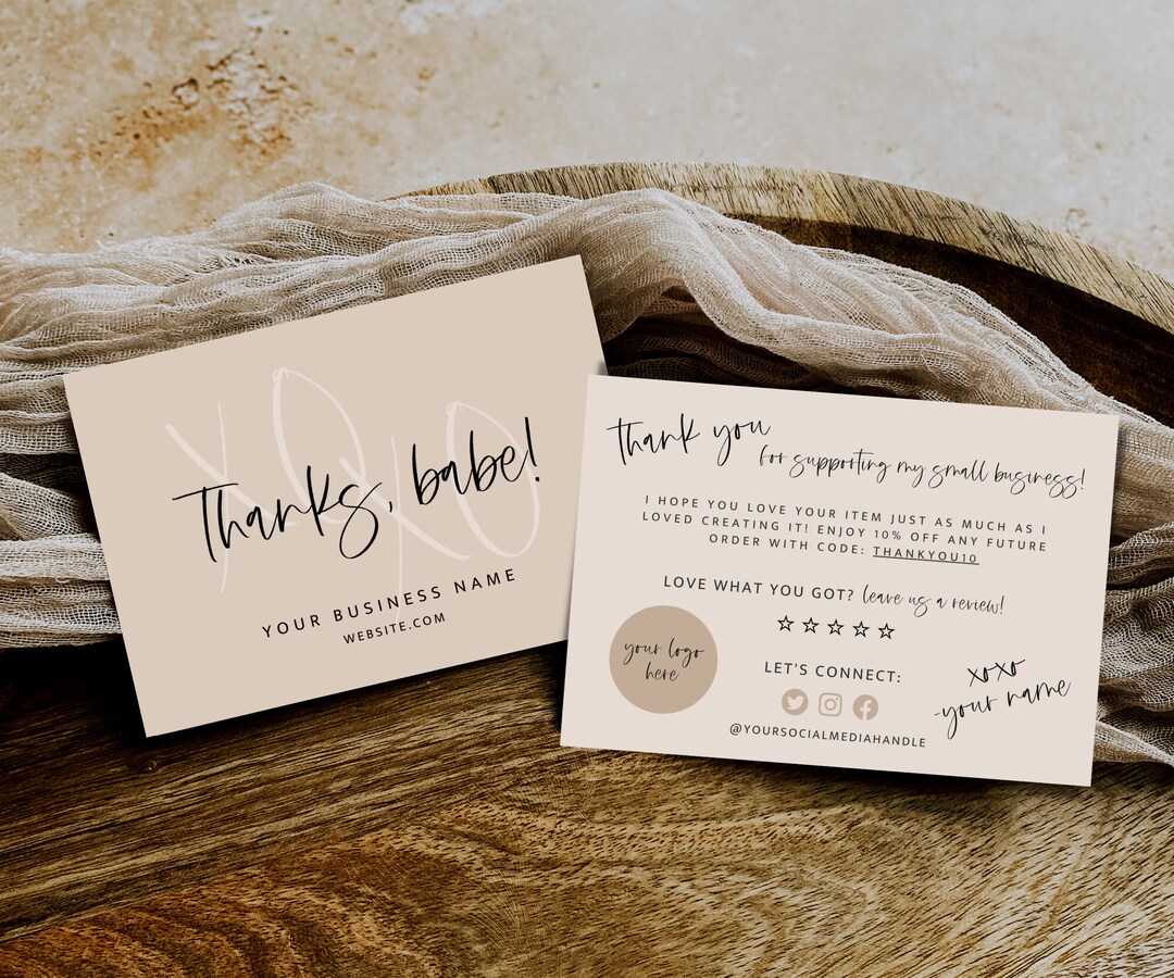 Business Thank You Card Editable, Thanks for Your Purchase Card, Small ...