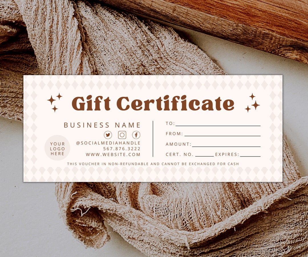 Retro Gift Certificate Template DIY Printable Gift Voucher - Etsy