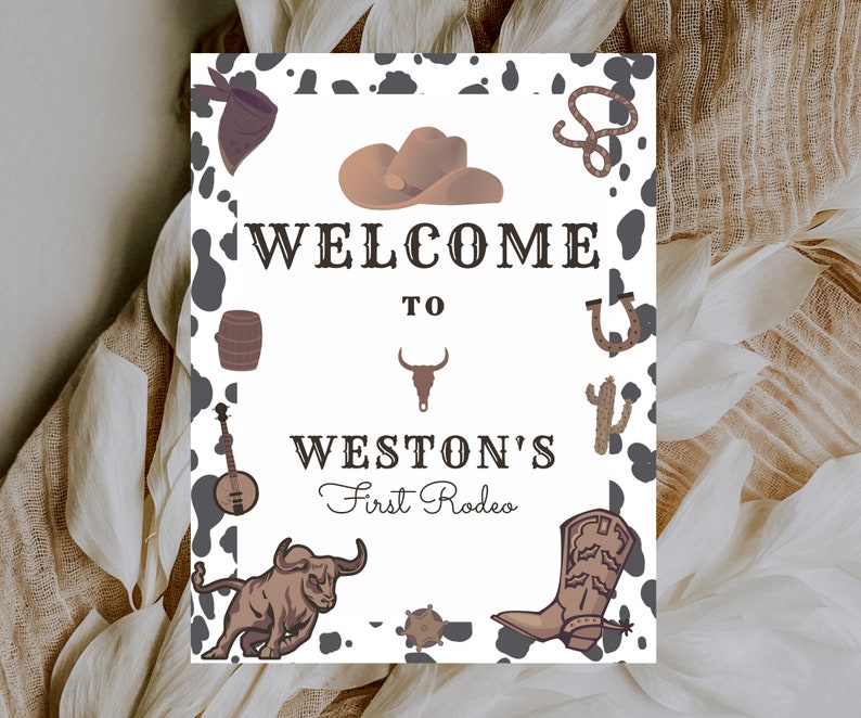 FIRST RODEO Welcome Sign 1st Rodeo Printable Wild West - Etsy