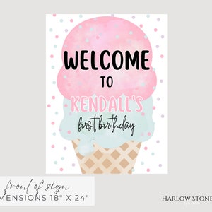 Editable Ice Cream Party Welcome Sign Ice Cream Birthday Welcome Ice ...