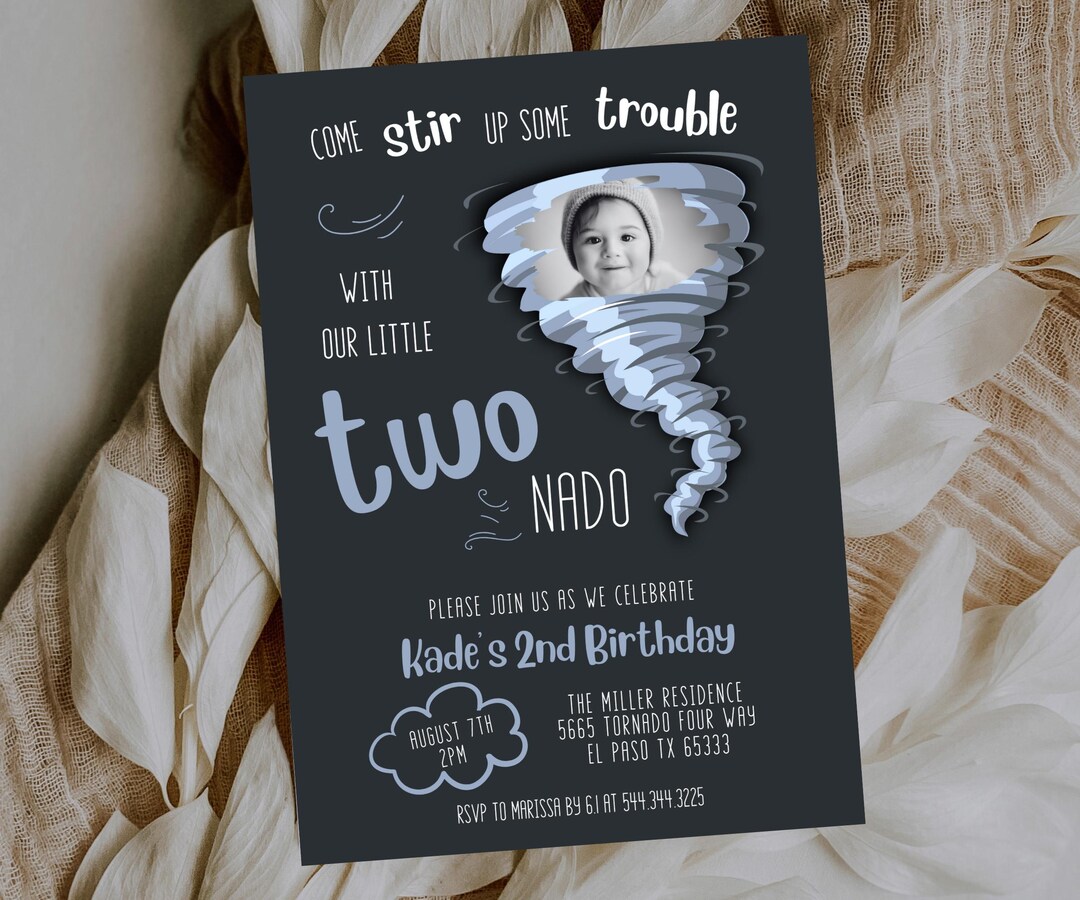 Boy Twonado Birthday Party Invitation | Storm Weather Party Invitation ...