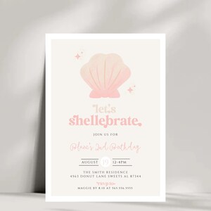 Sea Shell Beach Birthday Invite, Shellabration Invitation, Shell ...