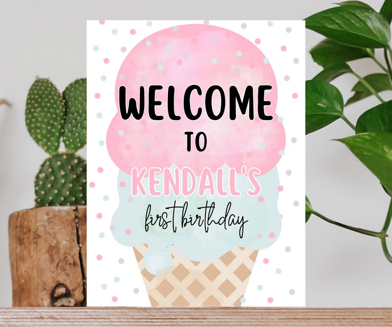 Editable Ice Cream Party Welcome Sign Ice Cream Birthday - Etsy