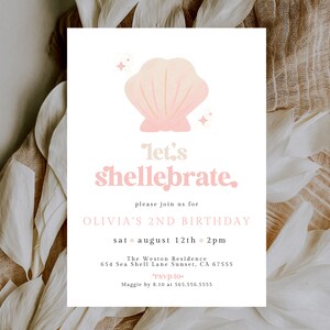 Sea Shell Invitation Template, Shellabration Invitation, Shell Birthday ...