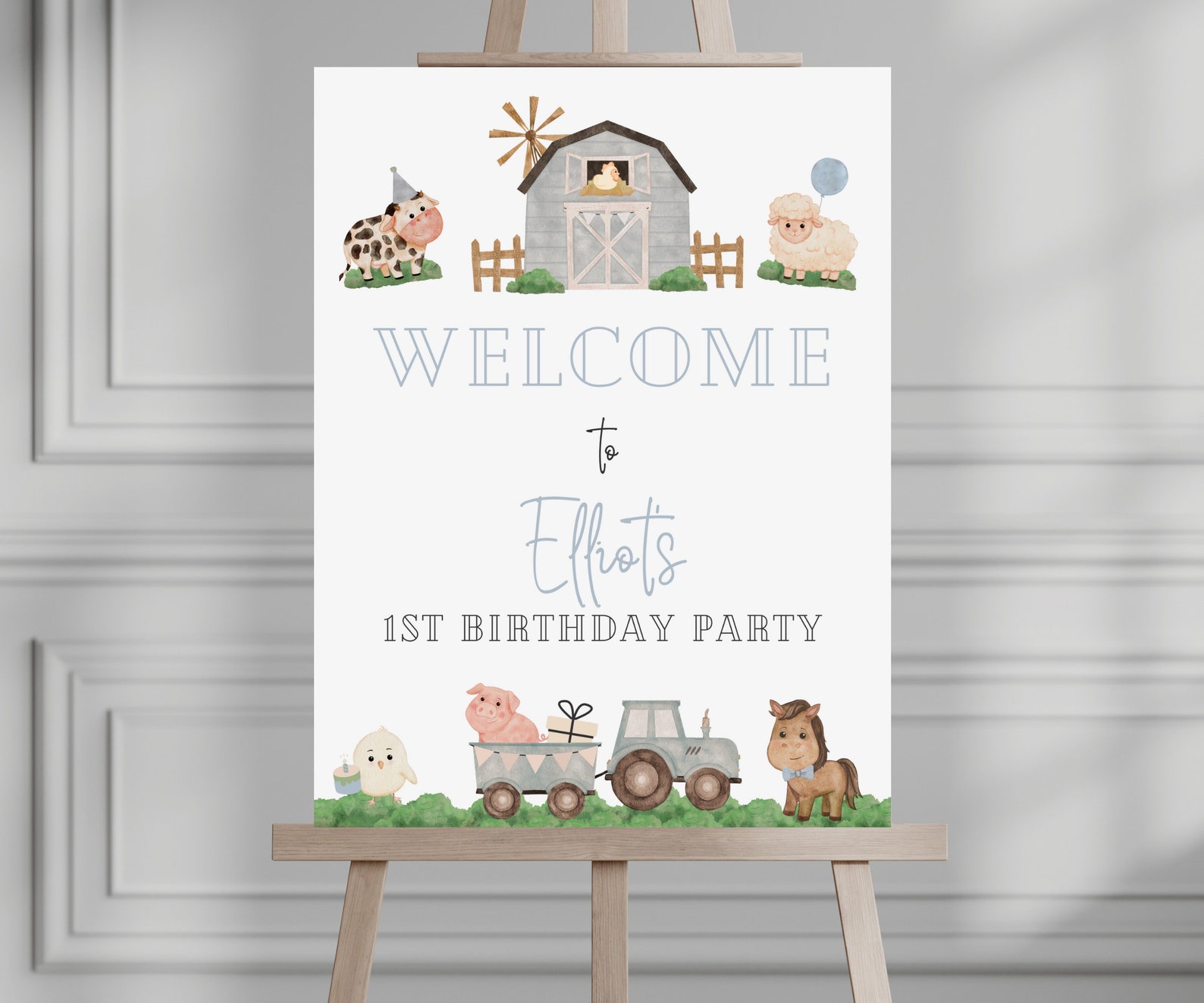 Farm Animals Birthday Welcome Sign Minimal Farm Animal Theme Birthday ...