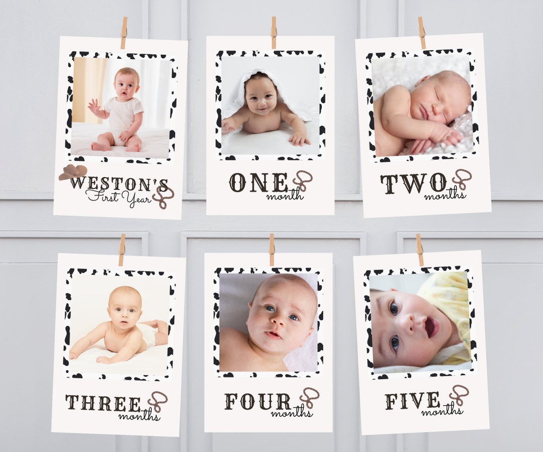 EDITABLE FIRST RODEO Monthly Photo Banner, Cowboy Monthly Photos Tags ...