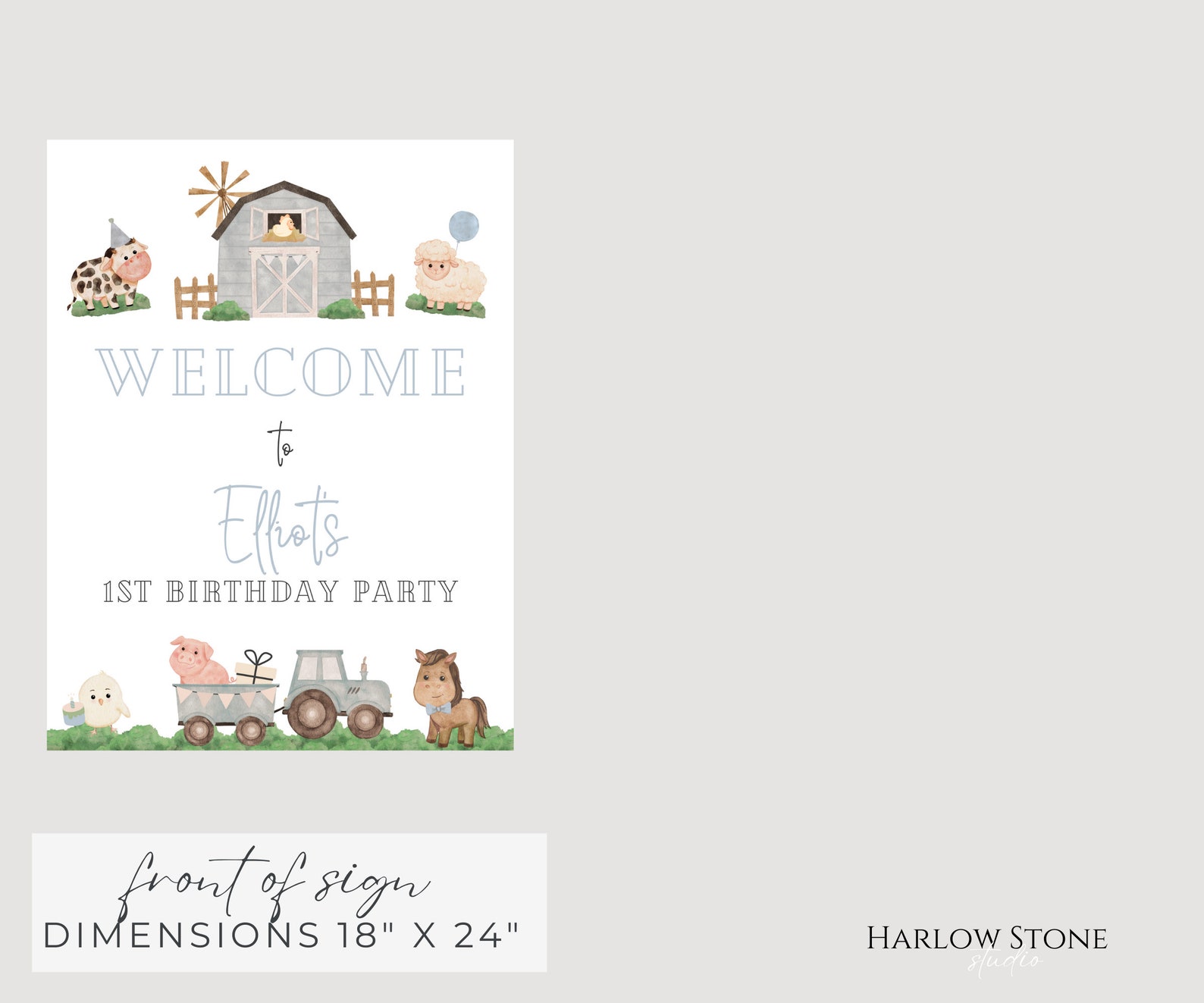 Farm Animals Birthday Welcome Sign Minimal Farm Animal Theme Birthday ...