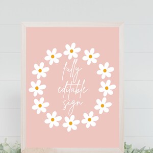 Editable Daisy Birthday Party Sign Fully Editable Boho Daisy Custom ...