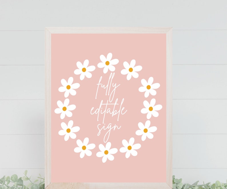 Editable Daisy Birthday Party Sign Fully Editable Boho Daisy Custom ...