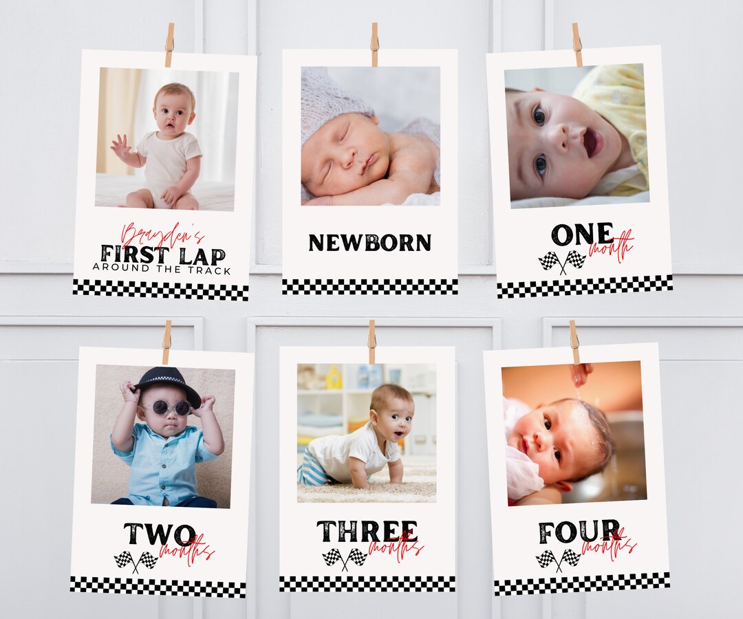 Racing First Birthday Photo Banner, Editable Template, Race Month by ...