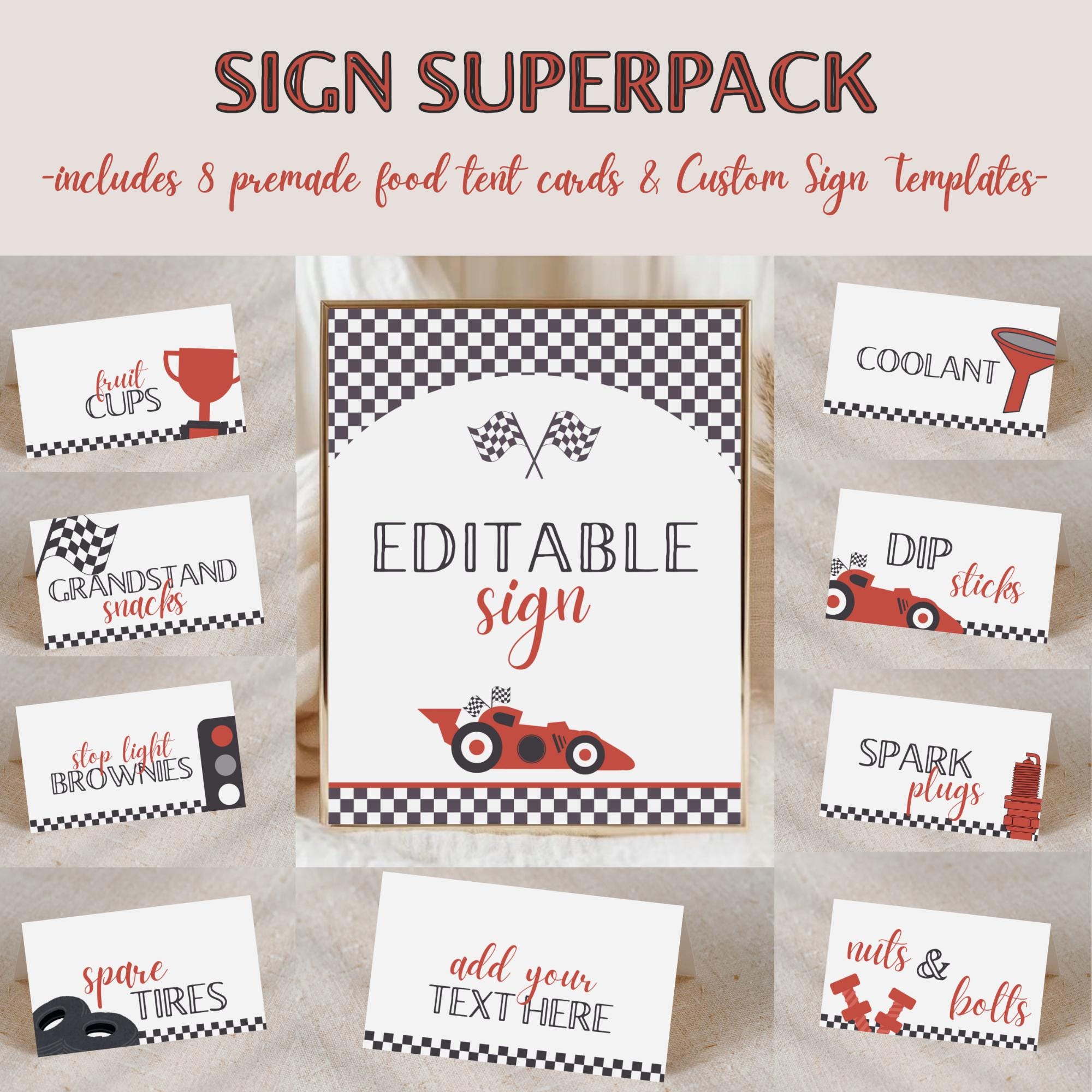 EDITABLE BUNDLE Racing Car Invitation, Photo Personalized, Fast One Boy ...